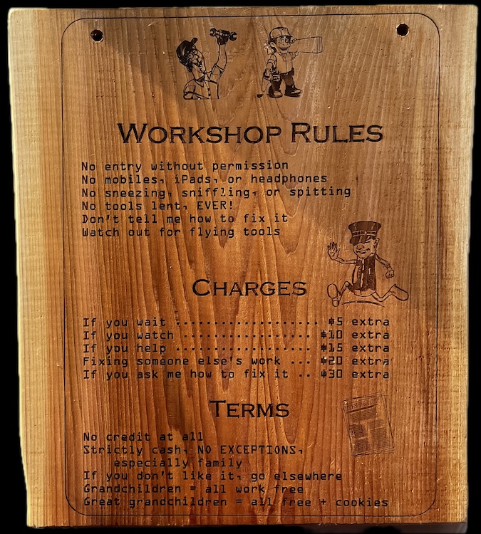 Workshop Rules - Double A Engraving